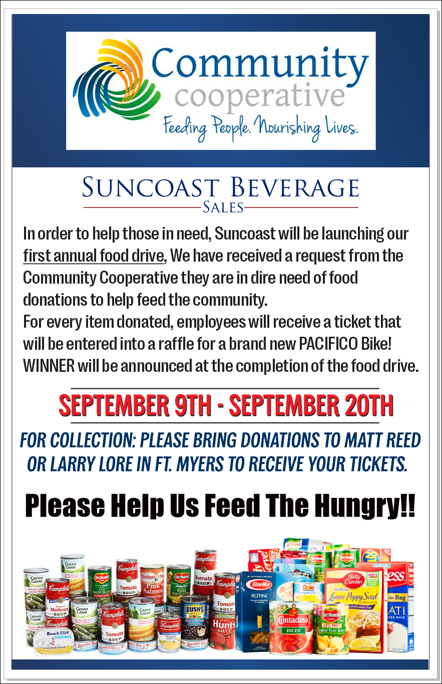 SUNCOAST BEVERAGE FOOD DRIVE | Suncoast Beverage Sales